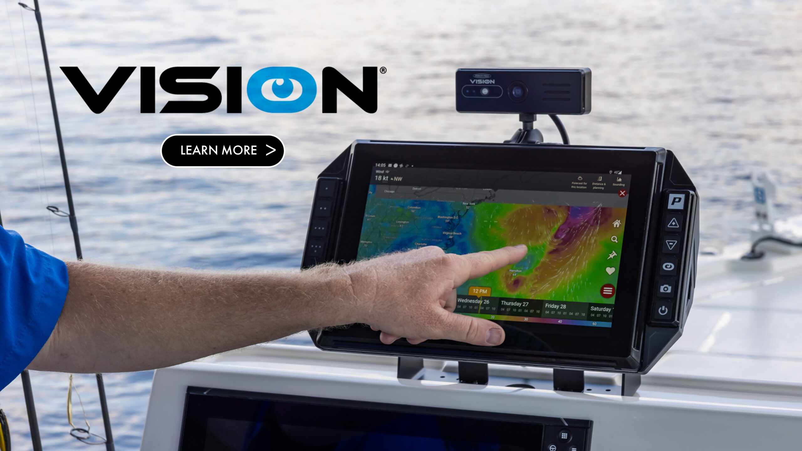 Power-Pole VISION. The Only Google-Certified Marine Infotainment Display